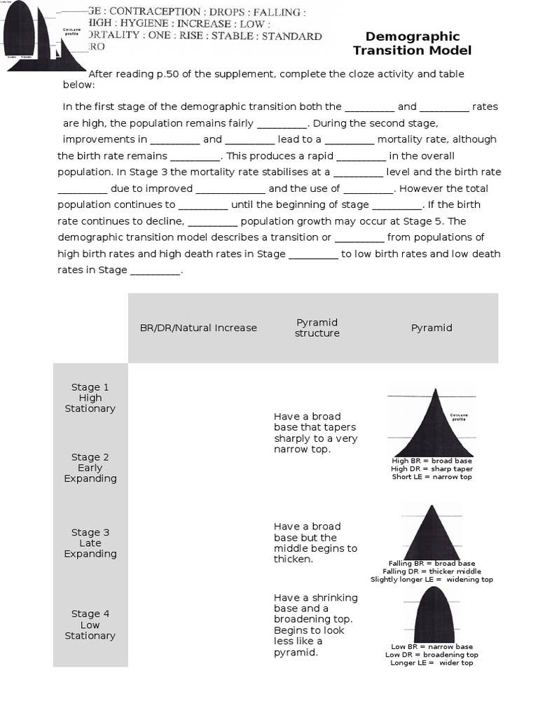 Demographic Transition Model Worksheet | PDF | Birth Rate | Demographic ...
