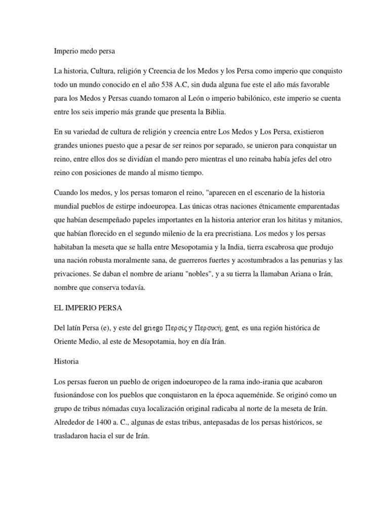 Historia del Imperio Medo-Persa | PDF | Zoroastrismo | Corrí