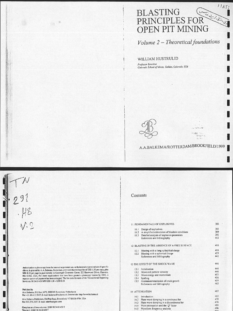 Blasting Principles For Open Pit Mining (Volume 2) | PDF