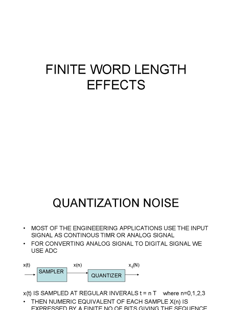 Finite Word Length Effects Sampling Signal Processing Computer Engineering