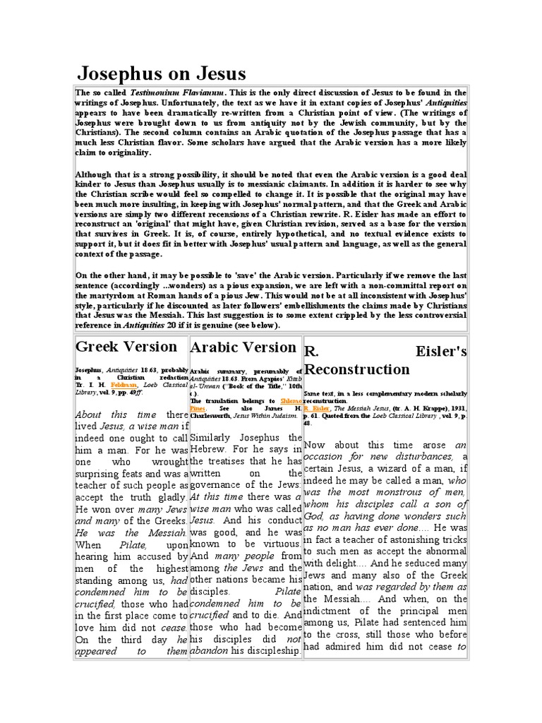 Ancient Jewish Accounts of Jesus | PDF | Josephus | Jesus
