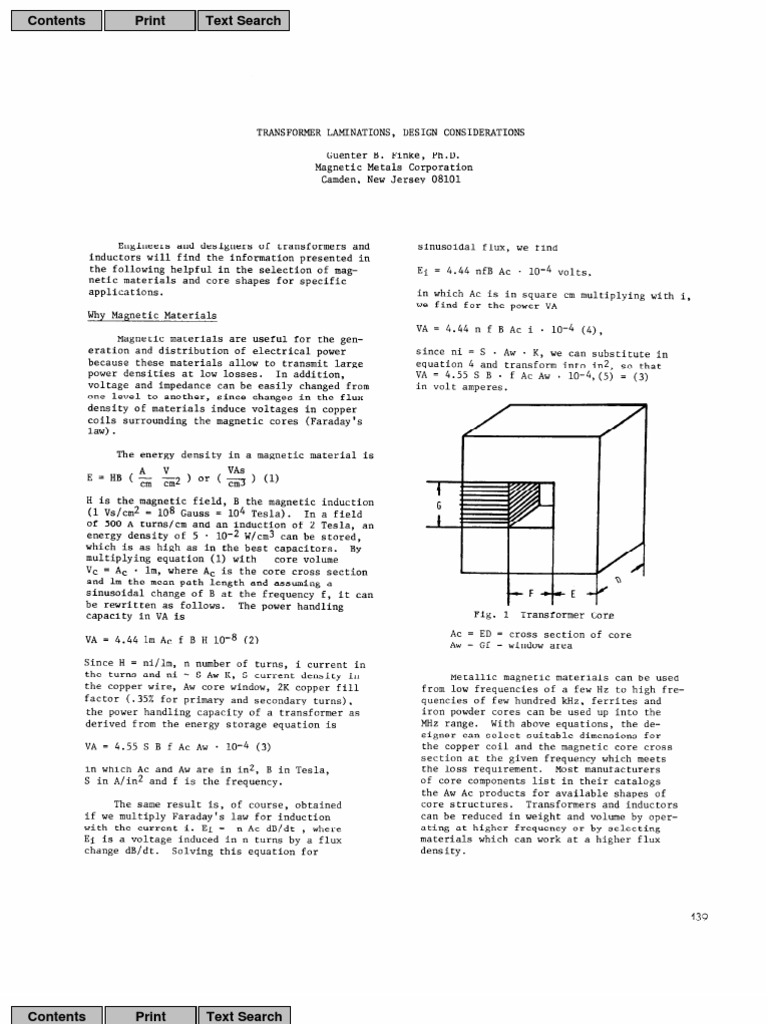 Transformer Core Design Consider at | PDF | Inductor | Transformer