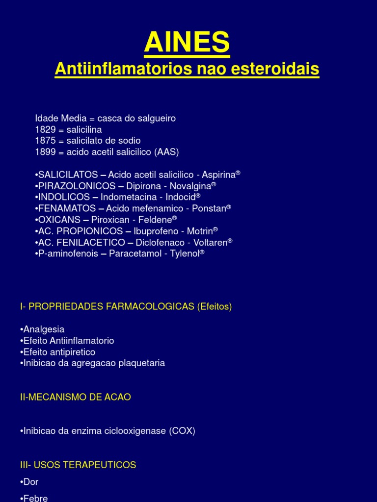 Aula 03 - Aines | PDF | Anti-inflamatório não esteroide | Aspirina
