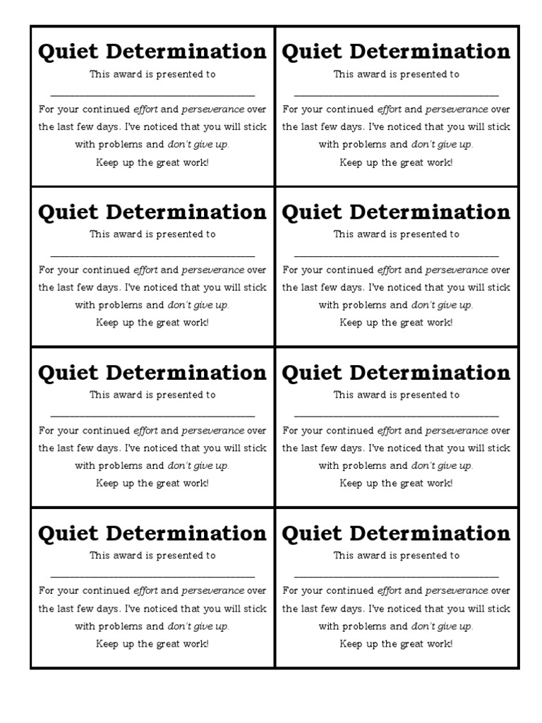 Quiet Determination Award | PDF
