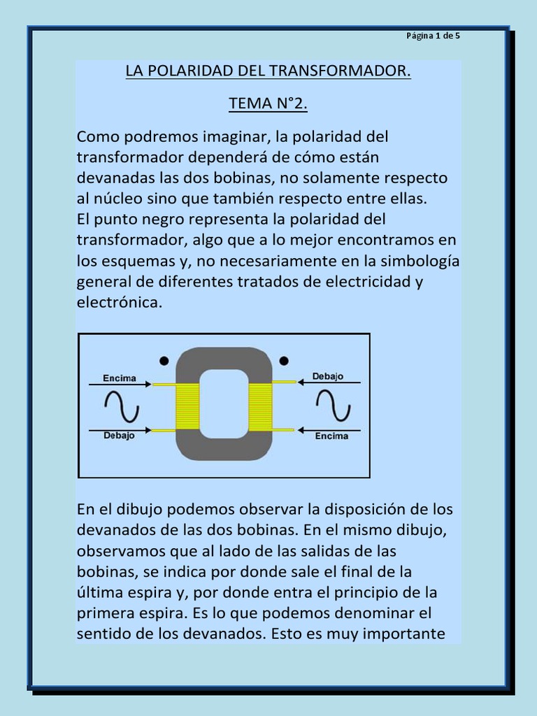 Mantenimiento y Operacion de Maquinas y Equipos Electricos 4 Apunte La Polaridad Del ...