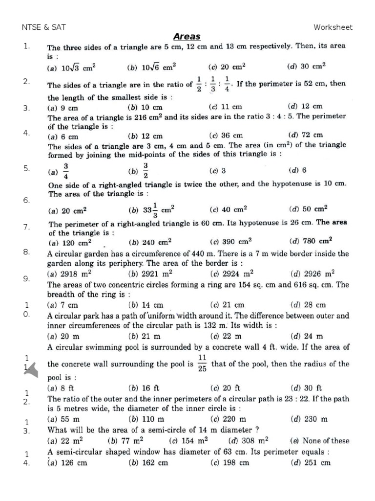 Areas Worksheet - 2 | PDF