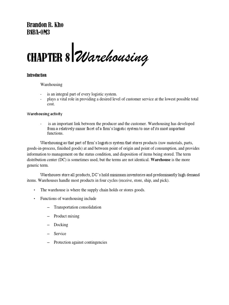 BK Chapter 8 | PDF | Warehouse | Inventory