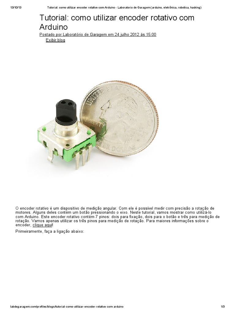 Tutorial Como Utilizar Encoder Rotativo Com Arduino Laboratorio De Garagem Arduino