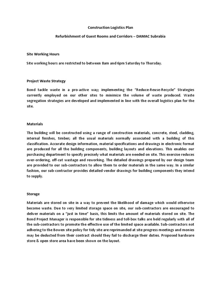 Site Logistics Plan | PDF | Supply Chain | Supply Chain Management
