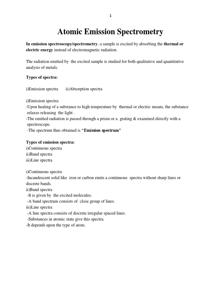 Atomic Emission Spectrometry | PDF | Emission Spectrum | Spectroscopy