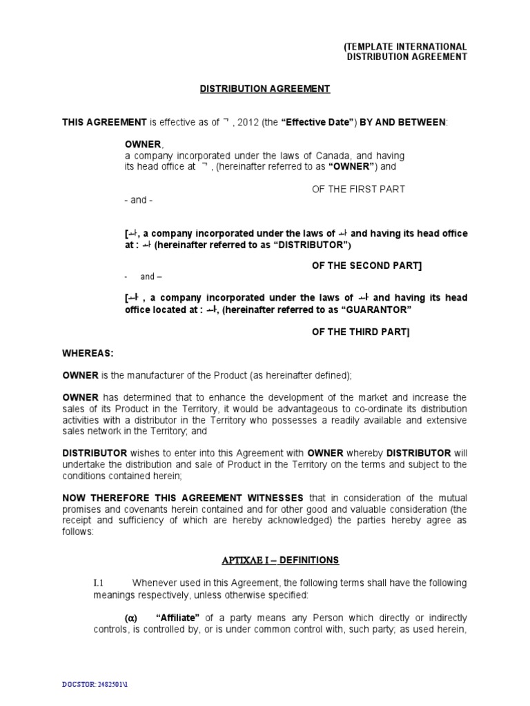 International Distribution Agreement Template | PDF | Trademark ...