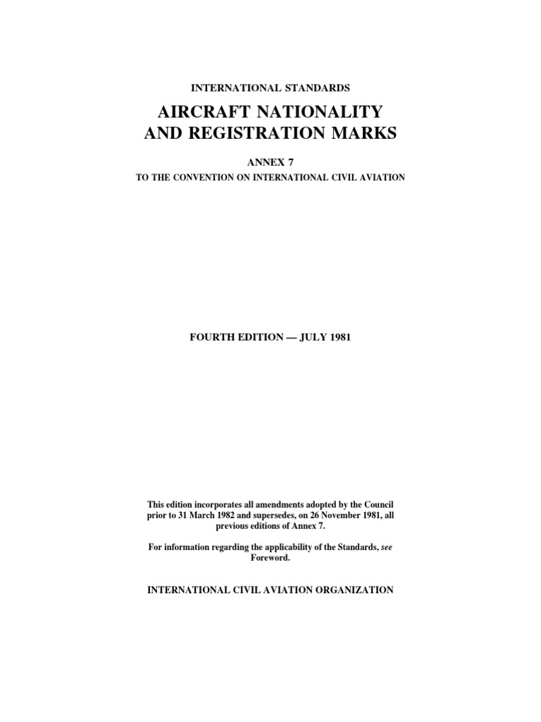Anexo 07 - Aircraft Nationality and Registration Marks | PDF