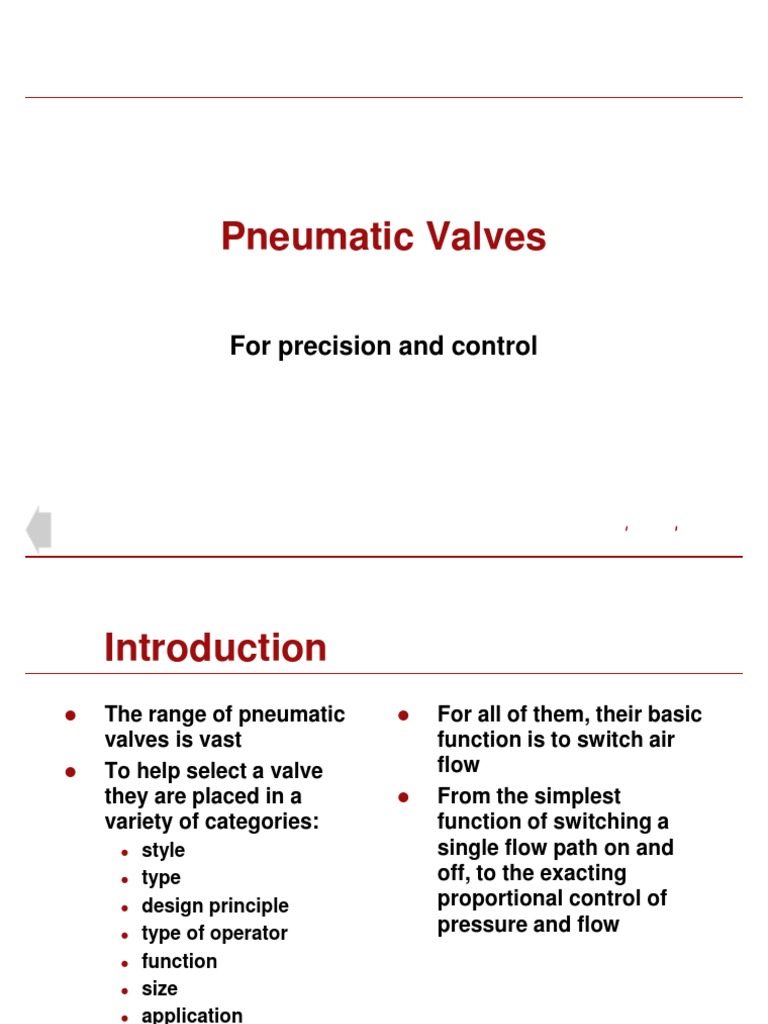 Overview of Pneumatic Valve Types | PDF | Valve | Cylinder (Engine)