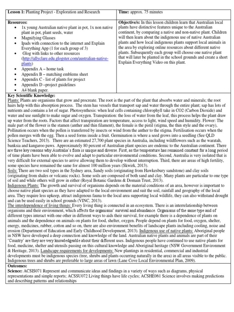 Lesson Plans 1 - 3; Appendix | Plants | Soil