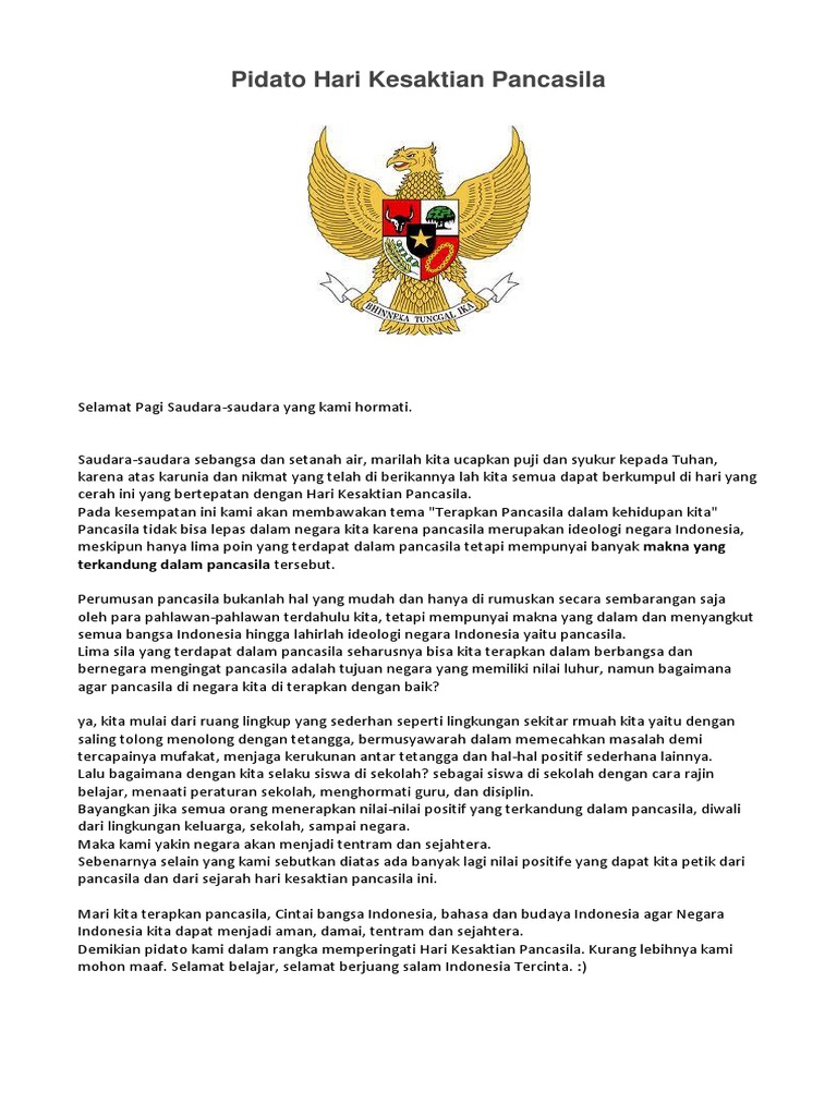 Pidato Hari Kesaktian Pancasila | PDF | Karier & Perkembangan