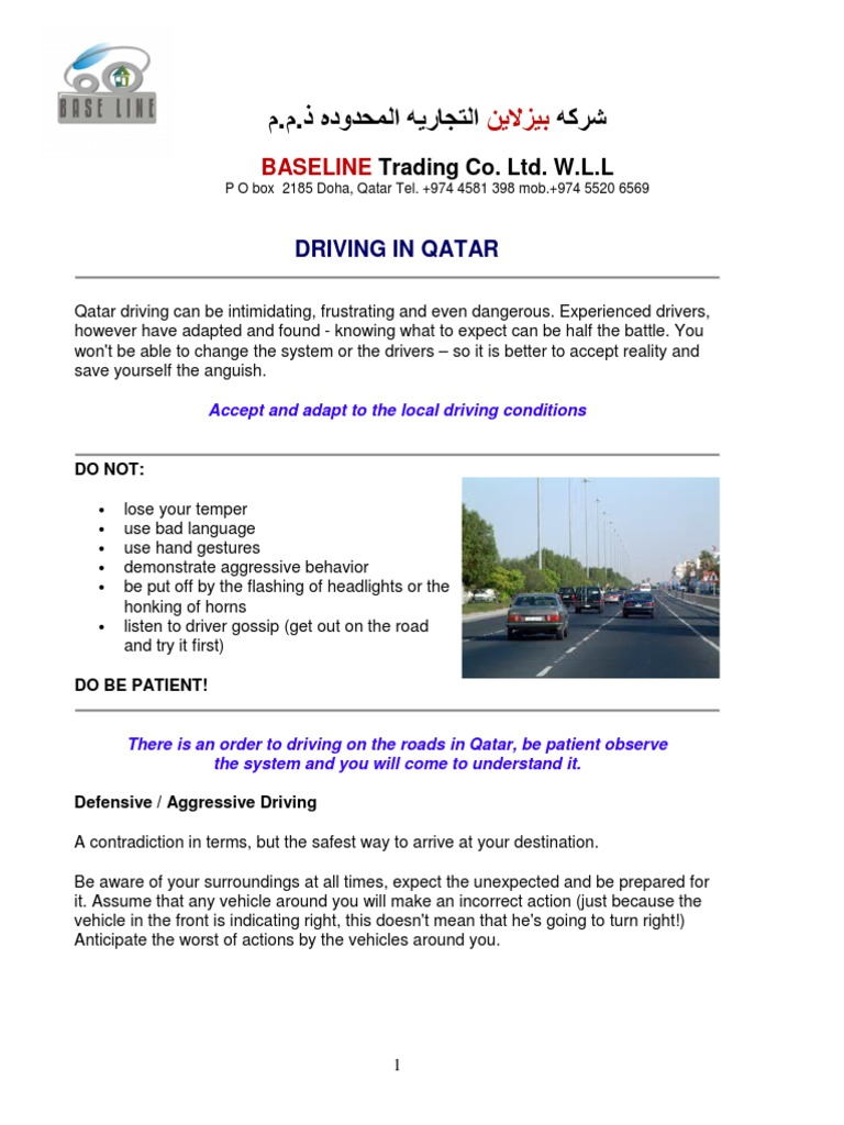 Driving in Qatar - at A Glance PDF | PDF | Traffic | Driver's License