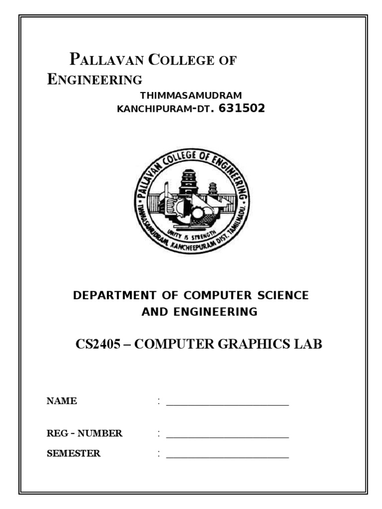 CS2405 Computer Graphics Lab Form | PDF