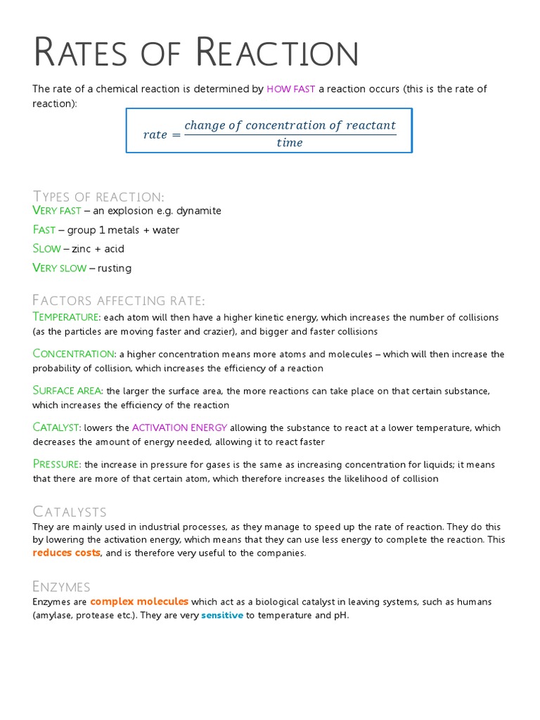Reaction Rates and Catalysts Explained | PDF