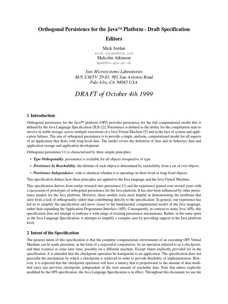 Orthogonal Persistent Java PDF | PDF | Java Virtual Machine | Java ...