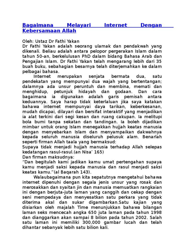 Bagaimana Melayari Internet Dengan Kebersamaan Allah | PDF