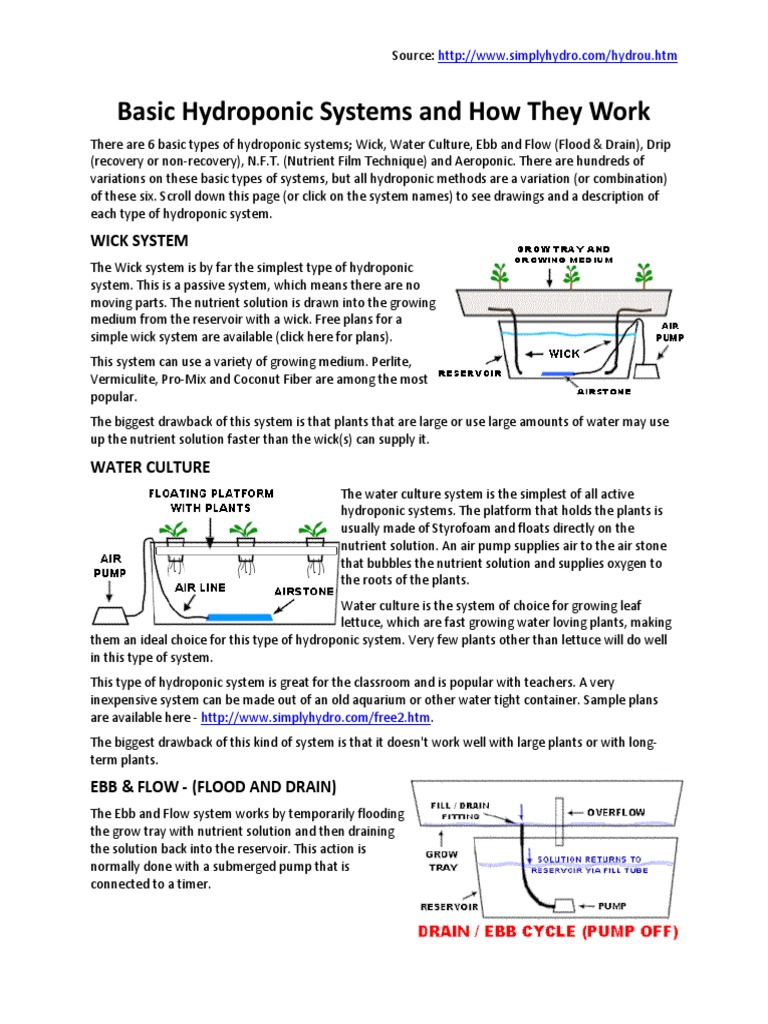 Basic Hydroponic Systems and How They Work.pdf | Hydroponics | Hobbies