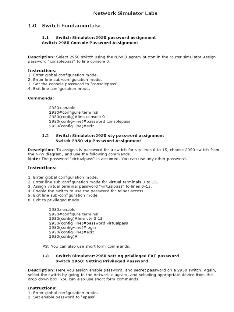 Network Simulator Labs | PDF | Ip Address | Network Switch