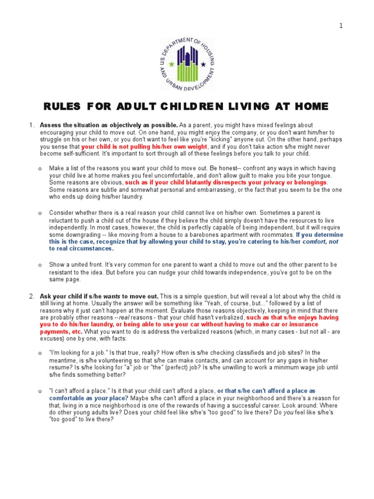 House Rules For Adult Children At Home Pdf
