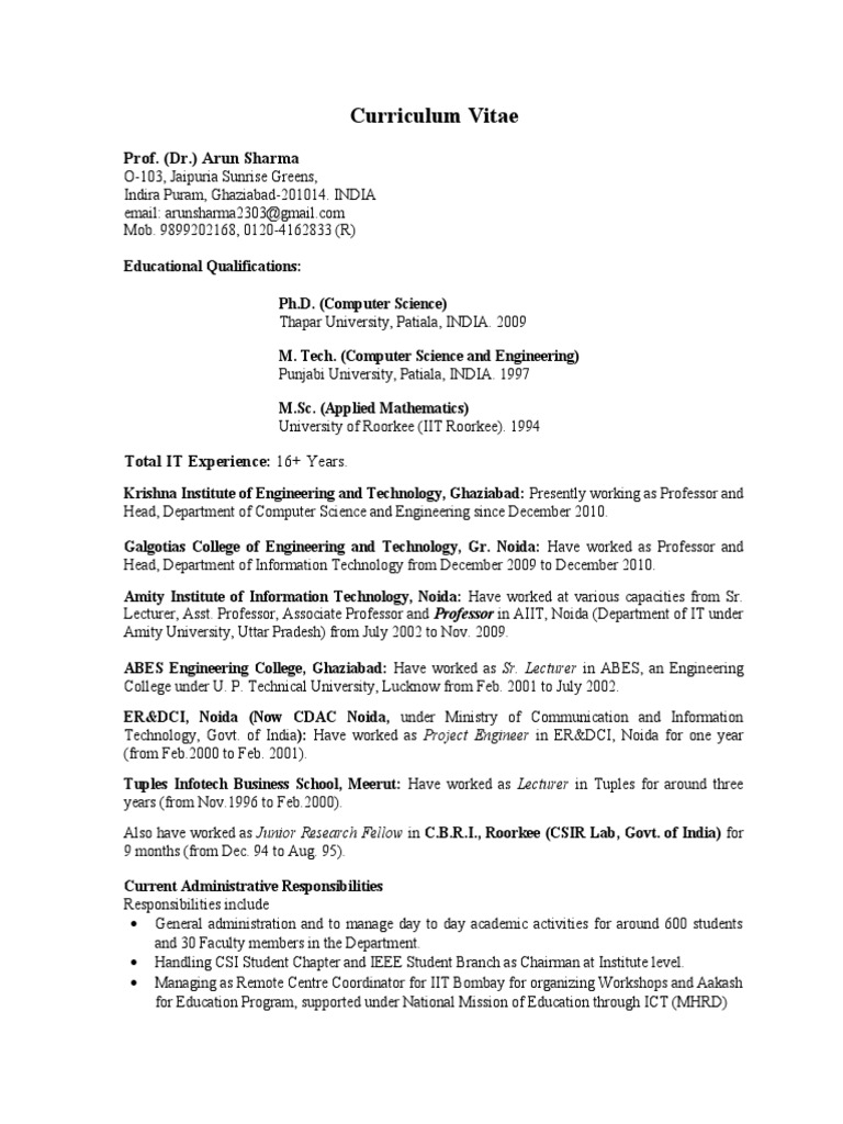 Arun-Sharma Resume | PDF | Component Based Software Engineering | Computer Science