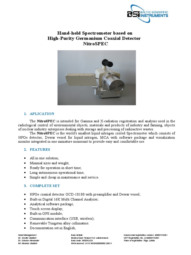 Hand Held HPGe NitroSpec | PDF | Spectrum | Chemistry