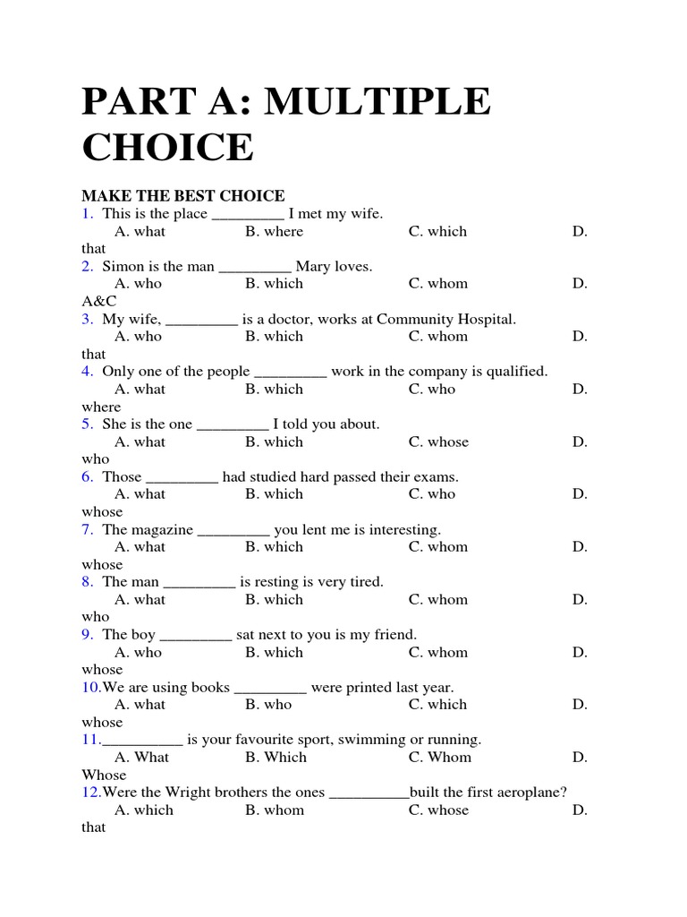 Relative Clauses Quiz | PDF | Home & Garden