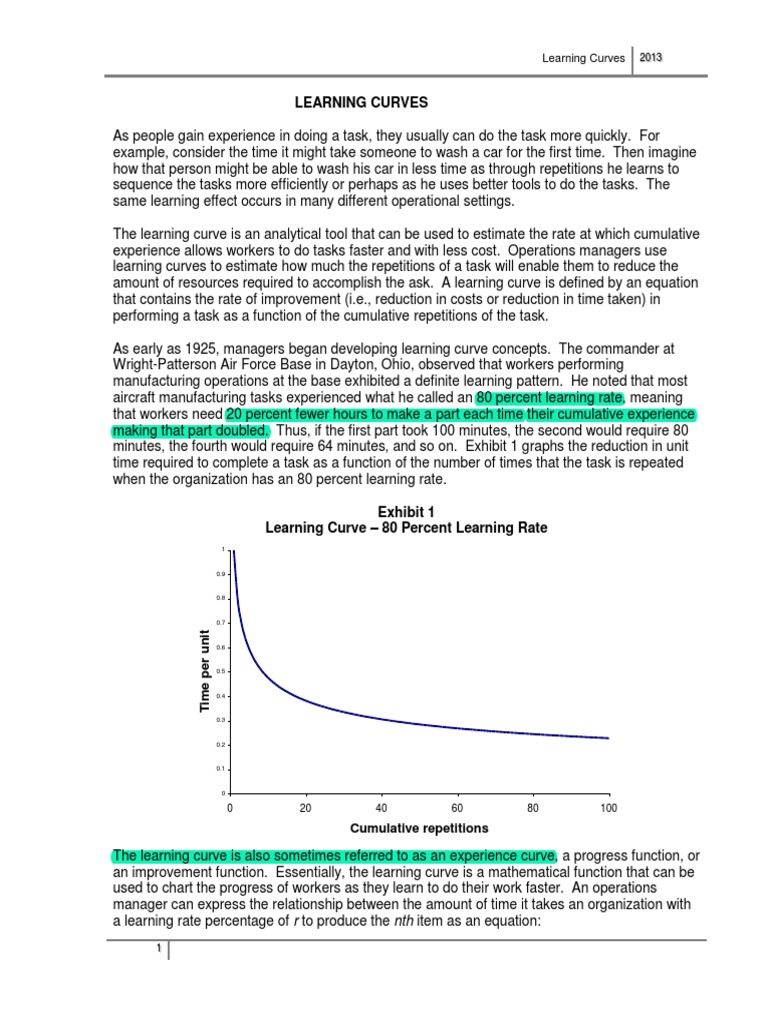 Learning Curves Pdf Operations Management Labour Economics