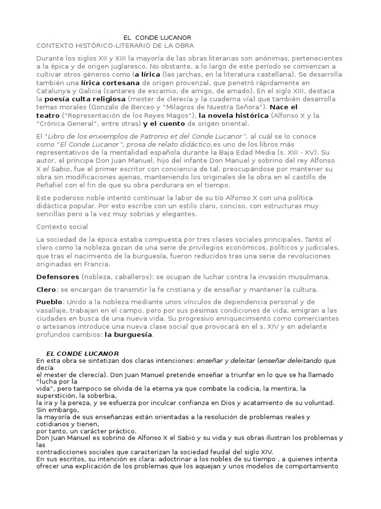 CONDE LUCANOR-Completo y Revisado | PDF | Feudalismo | Nobleza