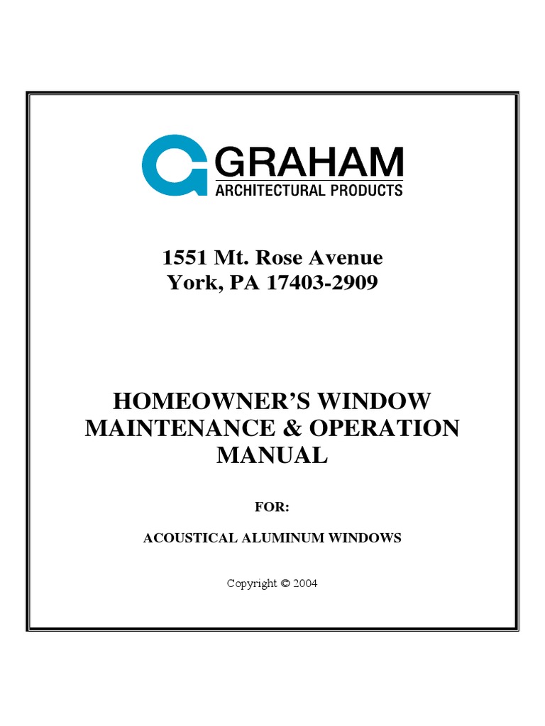 Homeowner'S Window: Maintenance & Operation Manual | PDF | Window | Door