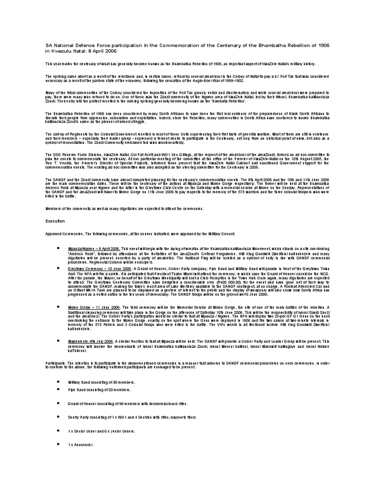 SA National Defence Force Participation in The Commemoration of The ...