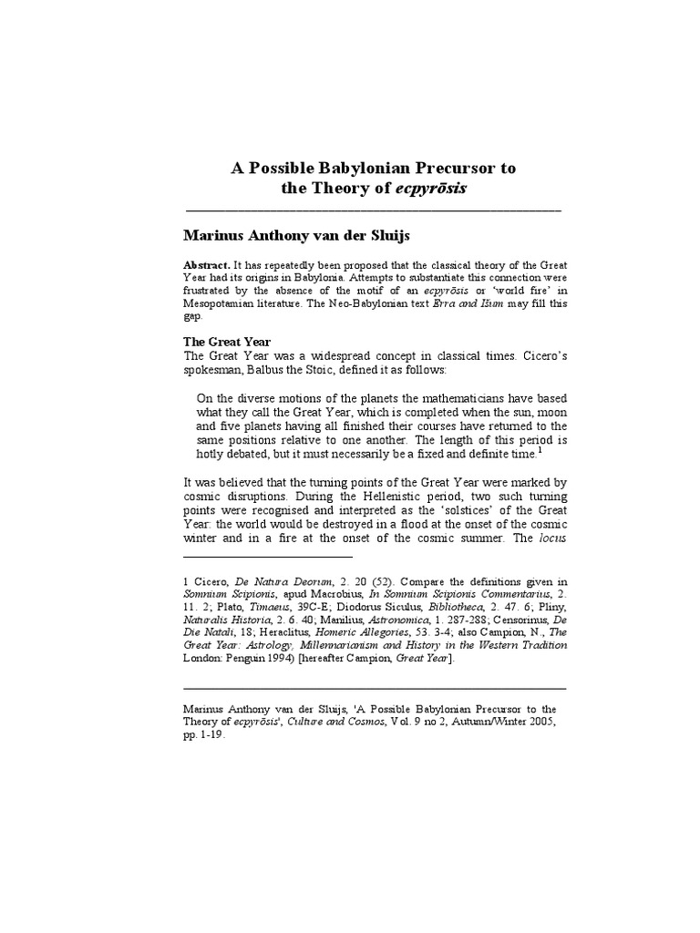 Erra Berossus Culture and Cosmos | PDF | Flood Myth | Stoicism