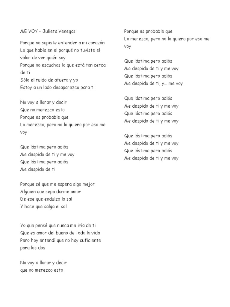 Me Voy - Julieta Venegas | PDF | Cocina, comidas y vino | Arte