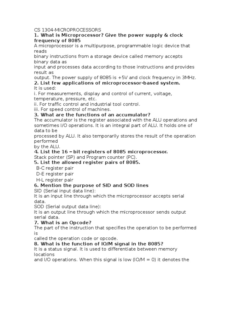 8085 Microprocessor Basics Guide | PDF | Central Processing Unit | Input/Output