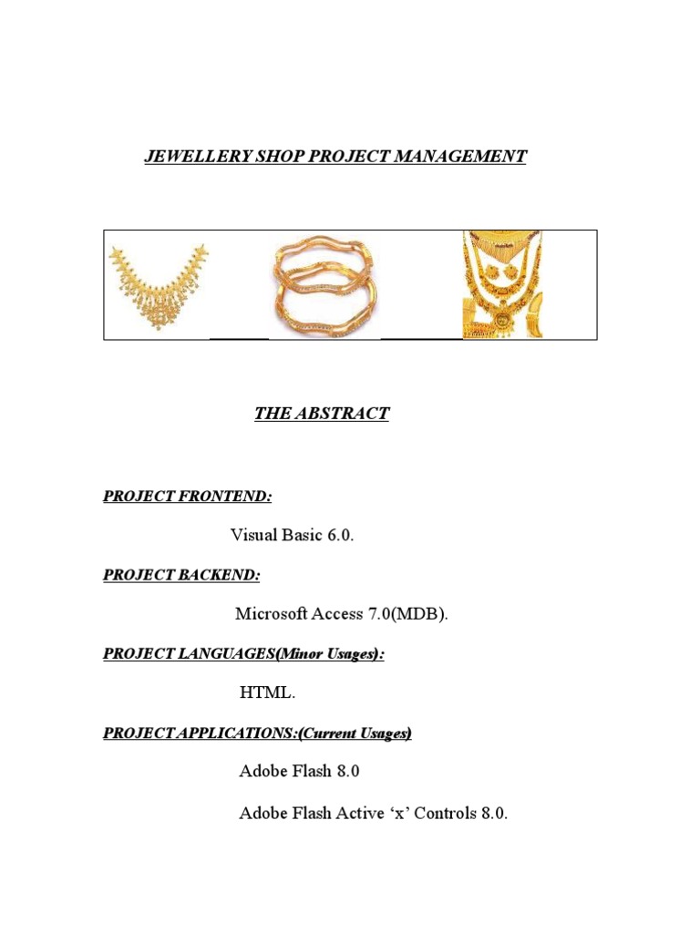 Jewellery Shop Project Management Guide | PDF | Invoice | Business