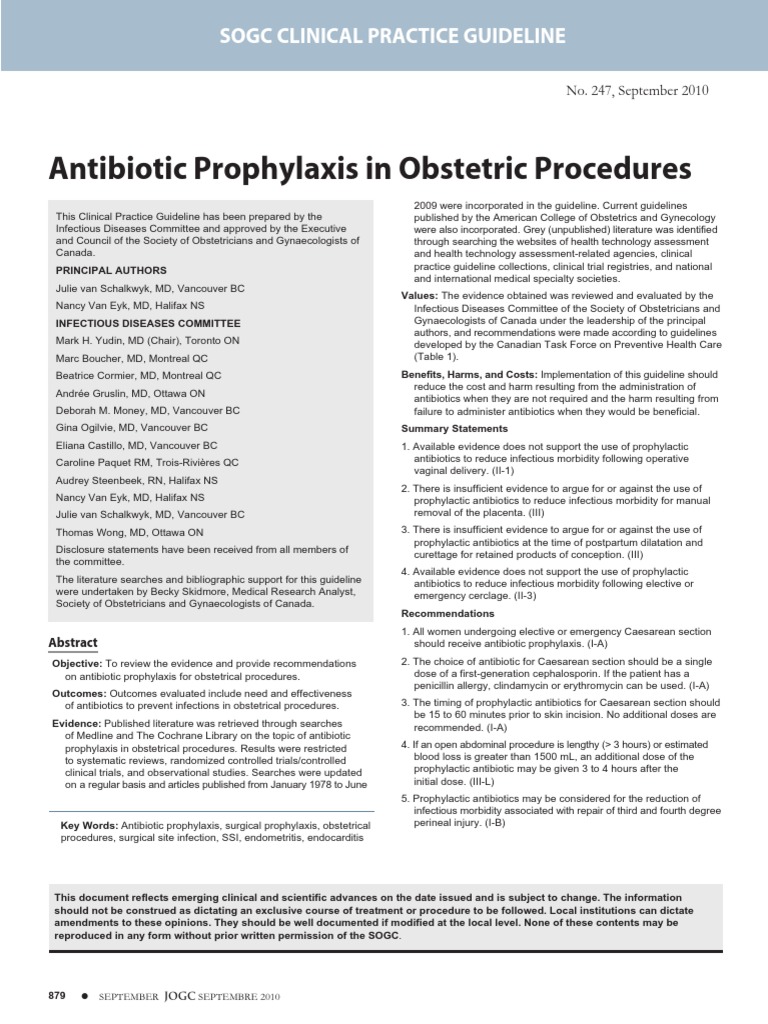 Antibiotic Prophylaxis in Obstetric Procedures | PDF | Caesarean ...