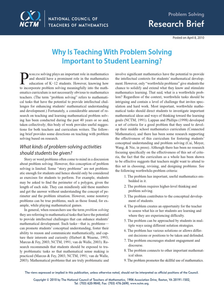 Research Brief 14 - Problem Solving PDF | PDF | National Council Of ...