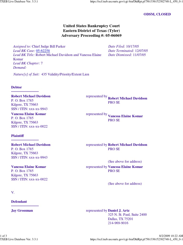 FEDERAL PACER DOCKET Chapter 7 Adversary Proceeding | Prejudice (Legal ...