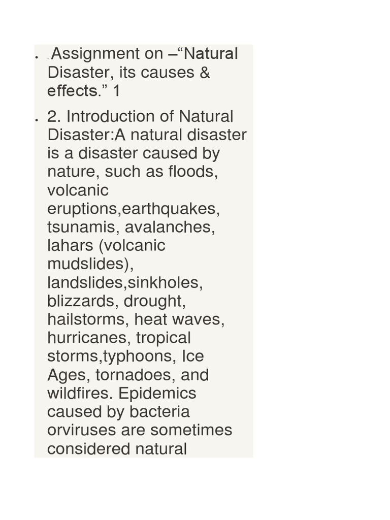 Assignment On | PDF | Natural Disasters | Natural Hazards