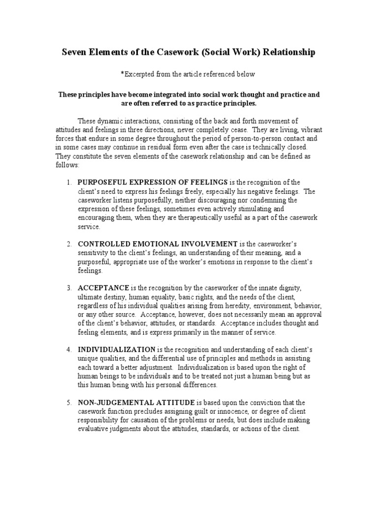 Seven Elements of The Social Work Relationship | PDF | Confidentiality ...