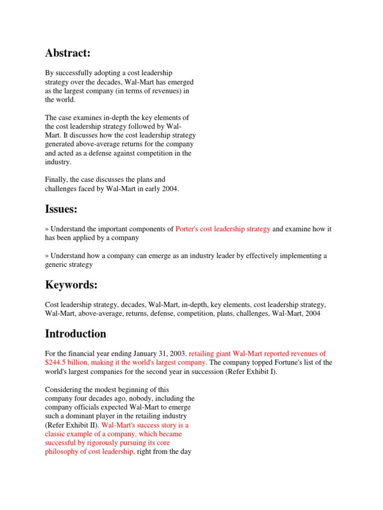 Walmart Business Strategy Case Study | PDF | Walmart | Strategic Management