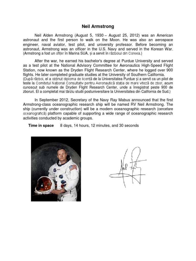 Neil Armstrong: Time in Space | PDF | Travel | Science & Mathematics