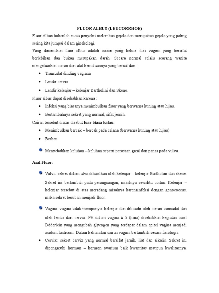 Gejala dan Penyebab Fluor Albus | PDF