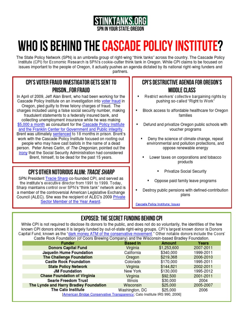 Exposing Cascade Policy Institute's Funding | PDF | Think Tank | The ...
