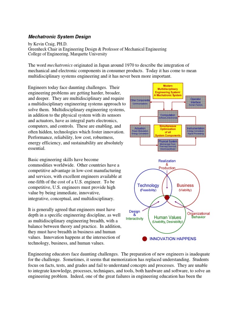 Mechatronics Systems Design | PDF | Mechatronics | Engineering