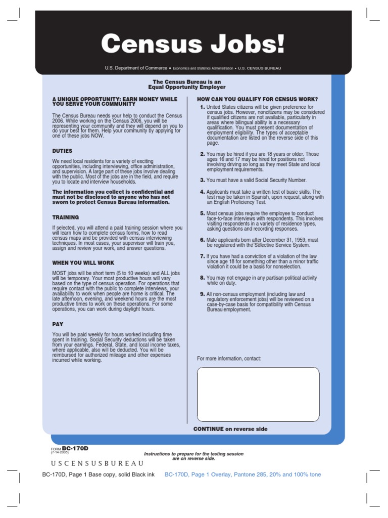Census 2006 Job Opportunities Guide | PDF | United States Census Bureau ...