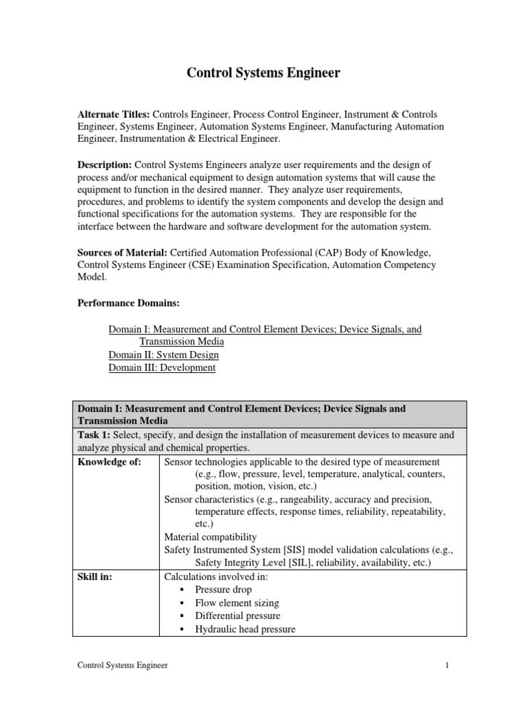 Control Systems Engineer.pdf | Automation | Control Theory
